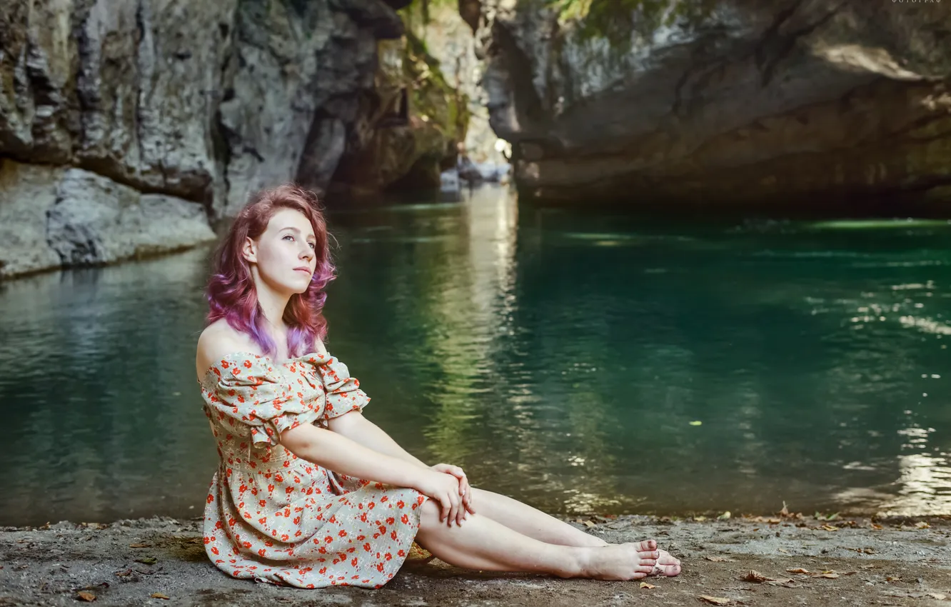 Wallpaper summer, girl, mountain river, Marina Fadeeva for mobile and desktop, section девушки ...