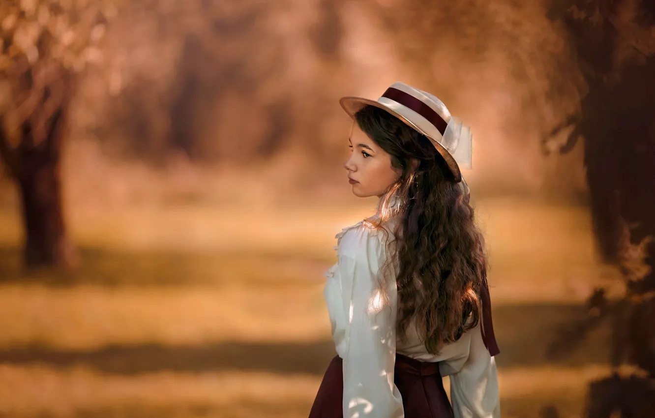 Wallpaper Autumn Look Girl Light Nature Face Retro Tree For