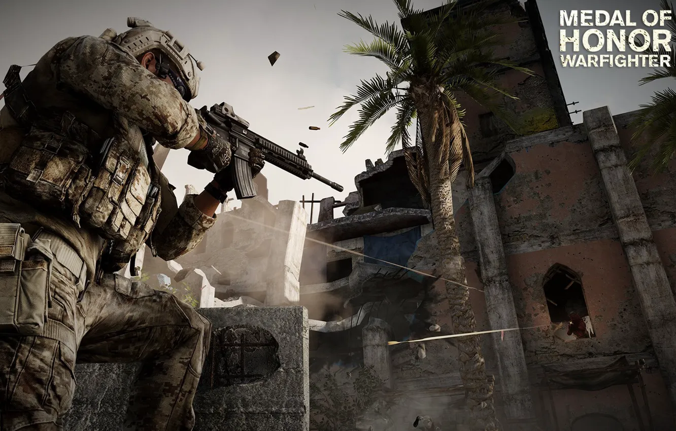 Wallpaper battle, soldiers, the ruins, rifle, MoH, warfighter images ...