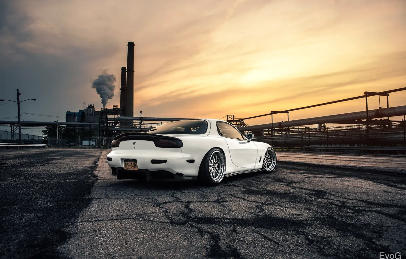 Wallpaper Mazda, Car, Sun, White, RX-7, BBS, Wheels, Rear for mobile ...