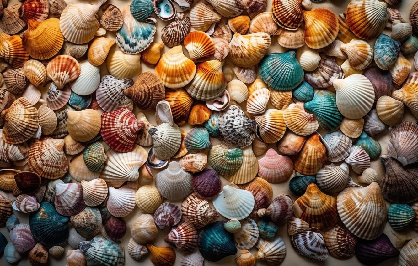 Wallpaper sink, shell, a lot, collection, shellfish, digital art, AI ...