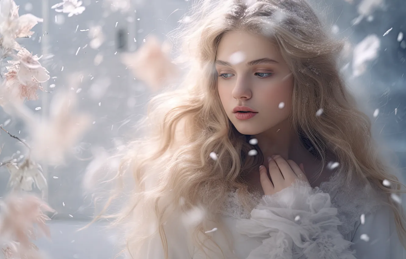 Wallpaper winter, look, girl, snow, face, pose, youth, tenderness for ...