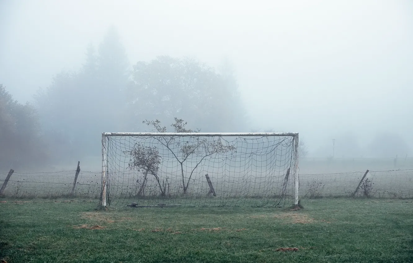 Wallpaper field, fog, football, sport, gate for mobile and desktop ...