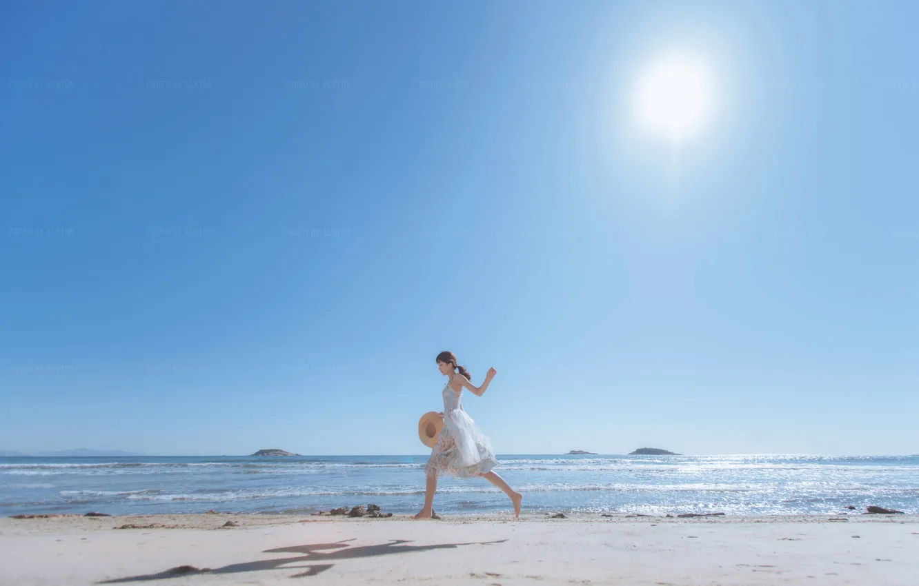 Wallpaper Beautiful, Asian, Model, Beach, Water, Clear Sky, Woman ...