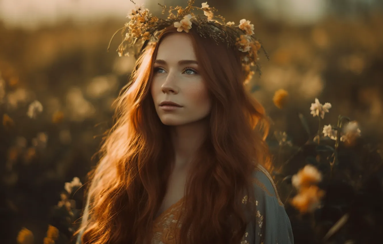 Wallpaper Field Summer Look Girl Light Flowers Nature Face For