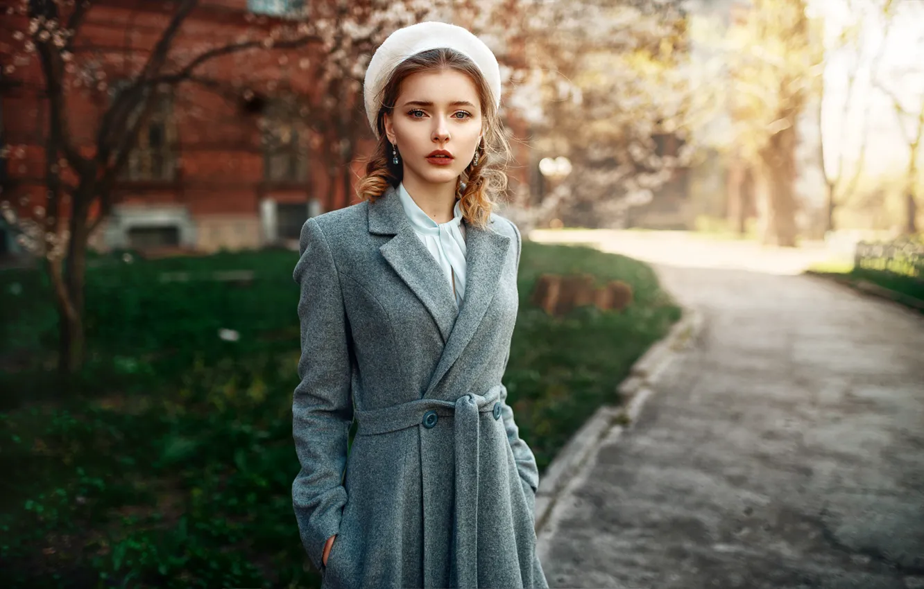 Wallpaper Look Girl Tree Hair Hairstyle Coat Max Kuzin For Mobile