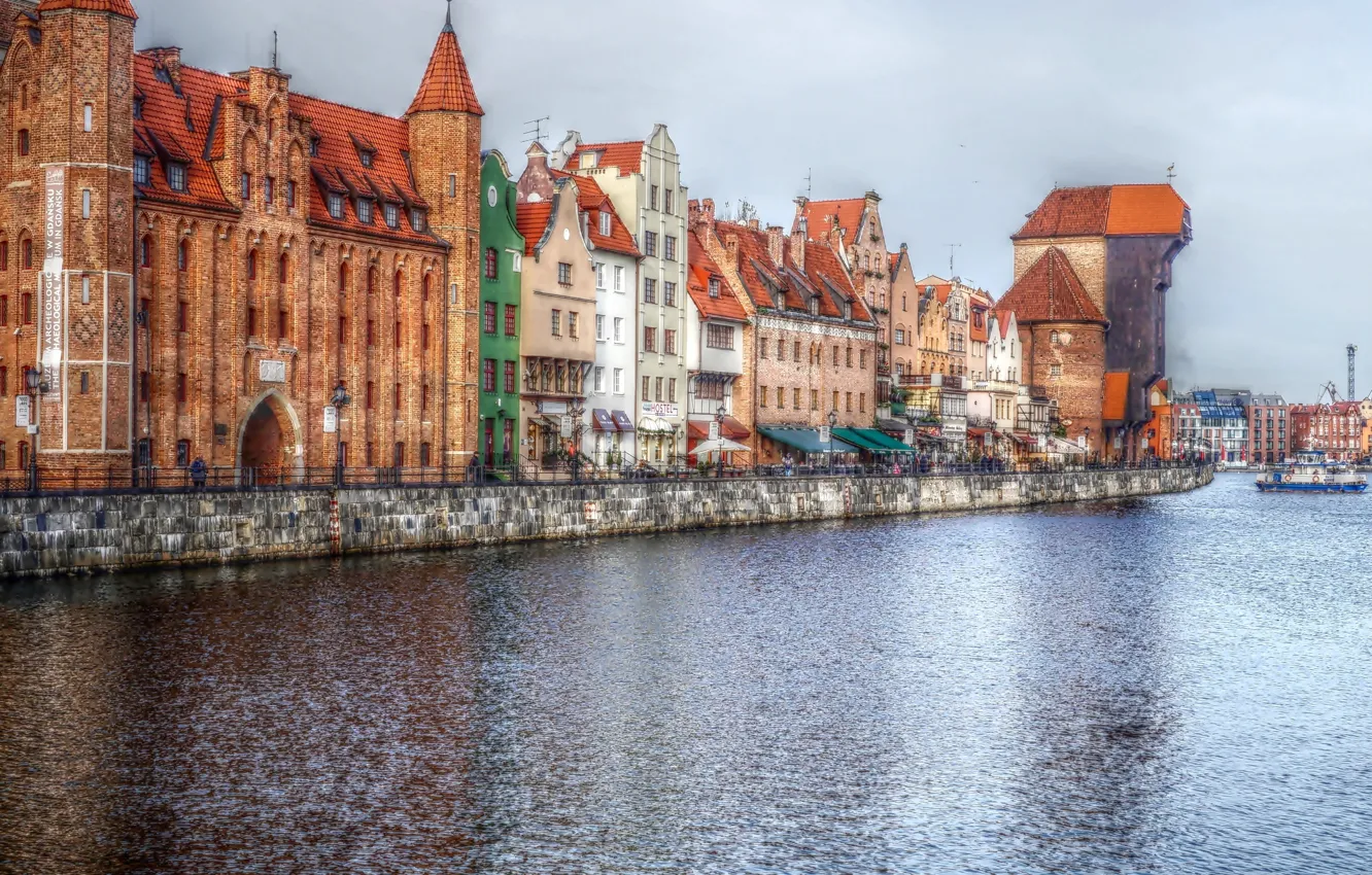 Wallpaper river, water, building, gdansk for mobile and desktop ...
