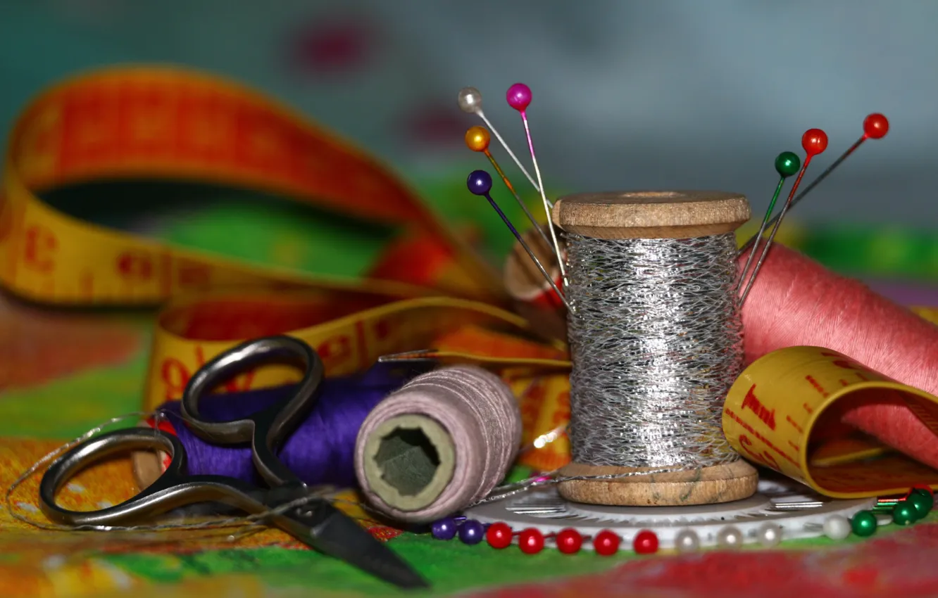 Wallpaper needles, thread, scissors, coil for mobile and desktop ...