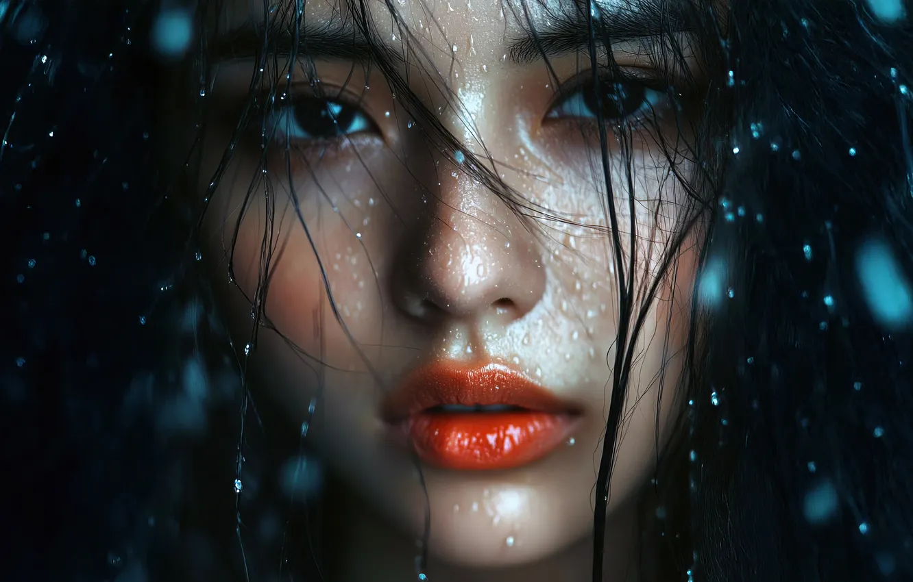 Wallpaper look, girl, face, portrait, AI art, neural network for mobile ...