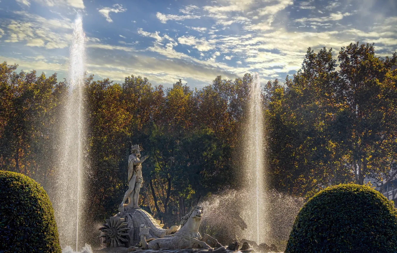 Wallpaper nature, Park, fountain, sculpture, Neptune for mobile and ...
