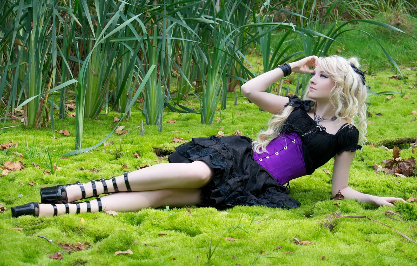 Wallpaper girl, dress, purple, blonde, cute, Maria Amanda, Maria Amanda ...