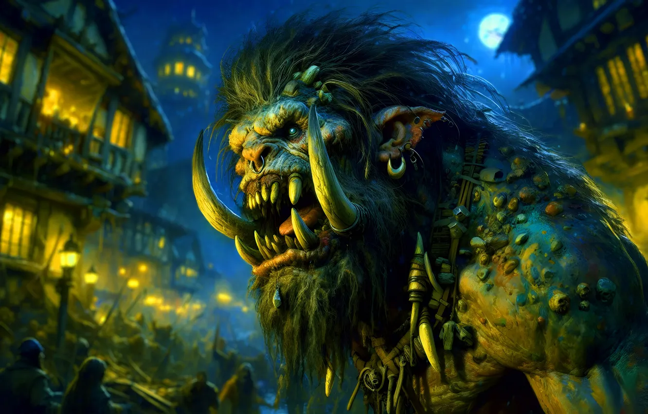 Wallpaper monster, fangs, Orc for mobile and desktop, section ии арт ...