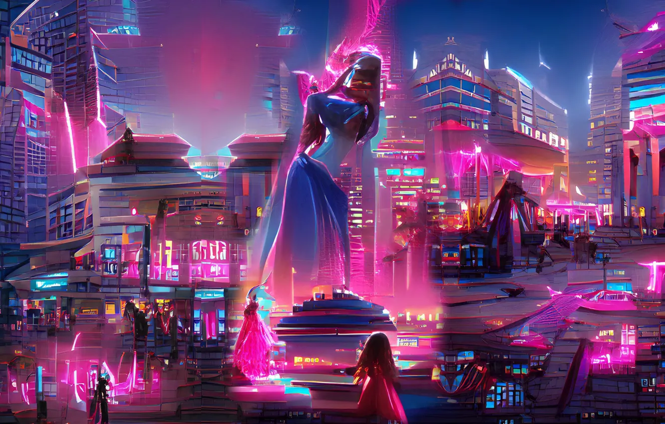 Wallpaper the city, neon, cyberpunk, Princess, with WOMBO, neural ...
