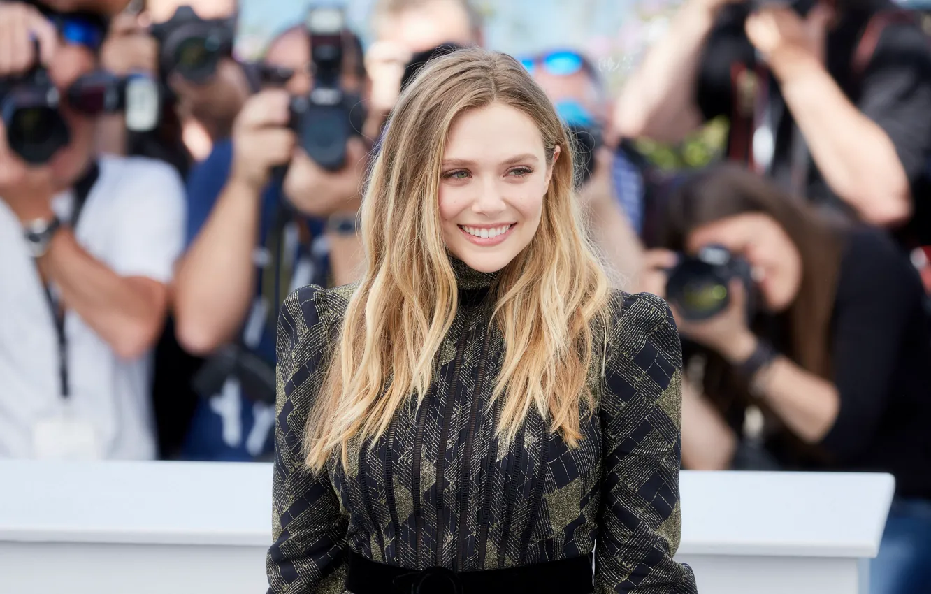 Wallpaper look, pose, smile, actress, photoshoot, hair, Elizabeth Olsen ...
