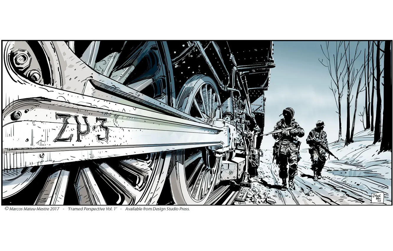 Wallpaper soldiers, snow, Train, realism, drawing, effects, perspective ...