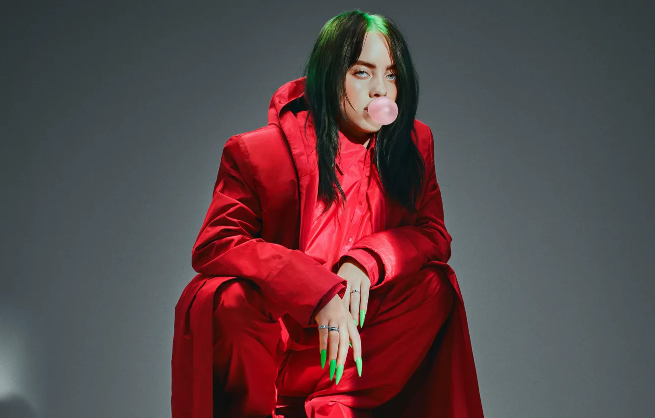 Wallpaper ball, ring, sitting, nails, gum, Billie Eilish, Billy Iles ...