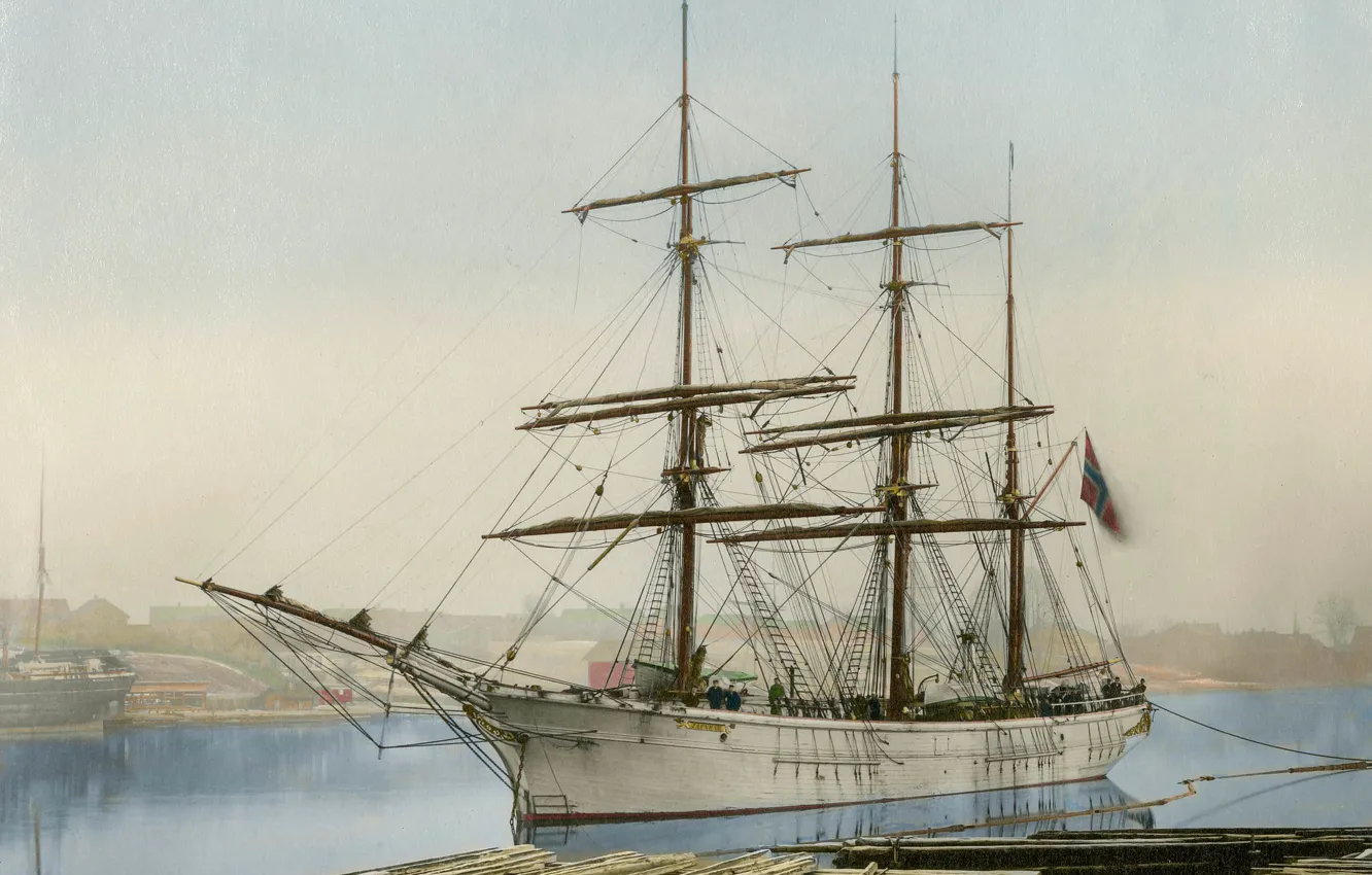 Wallpaper ship, picture, 1877, The Norwegian barque for mobile and ...