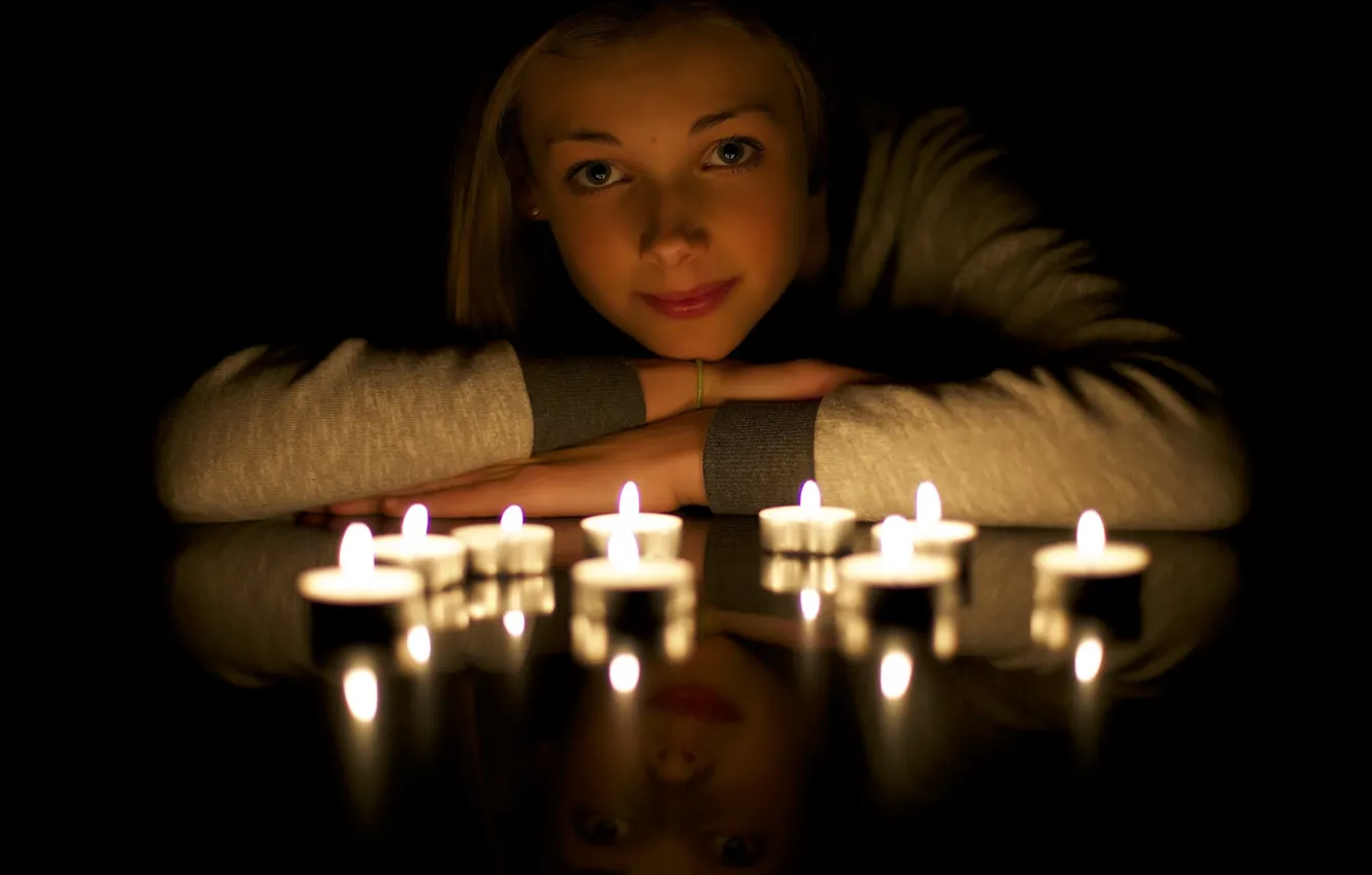 Wallpaper Light, Candle, reflection images for desktop, section девушки ...
