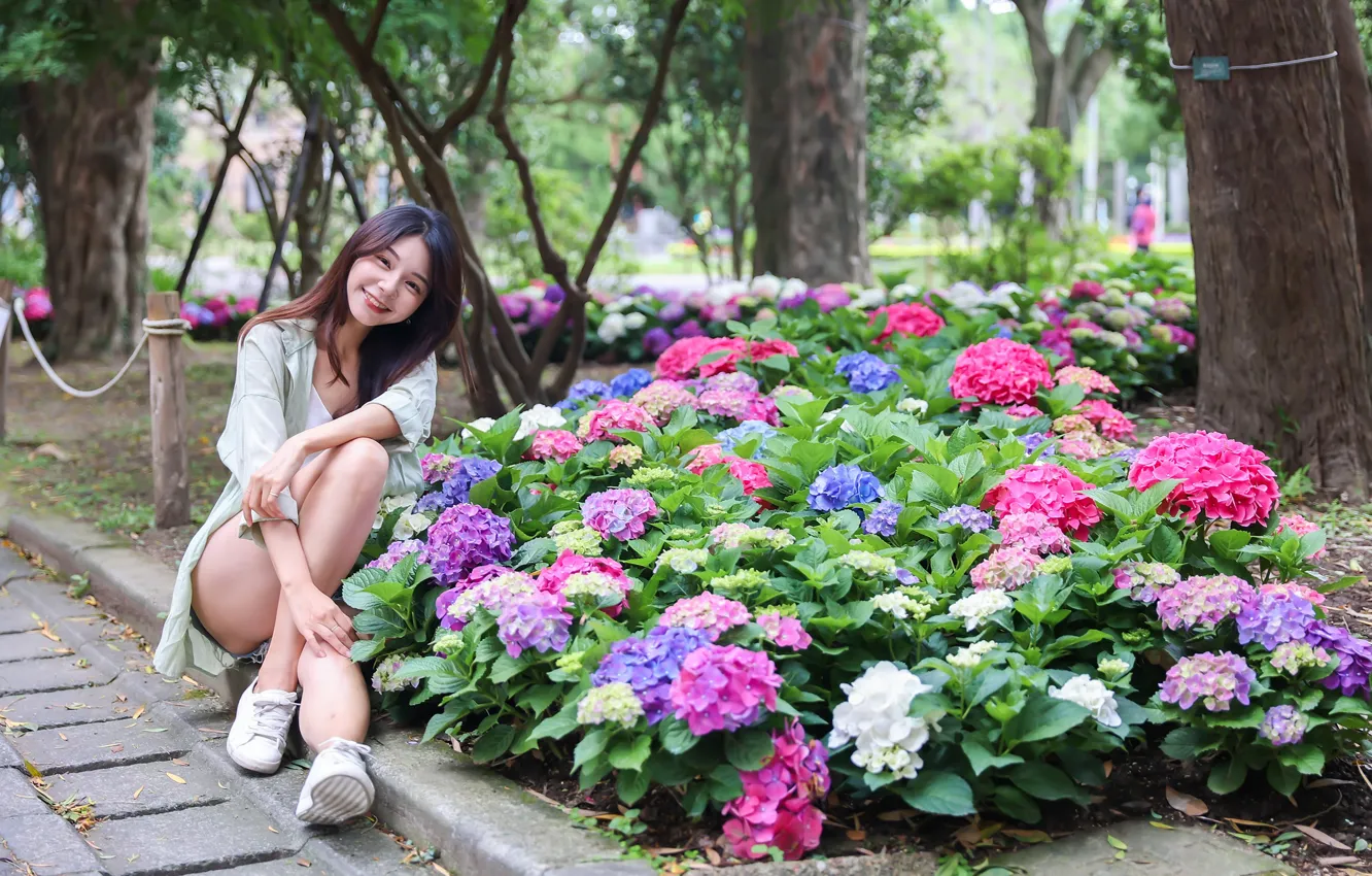 Wallpaper Trees Flowers Pose Model Portrait Makeup Dress