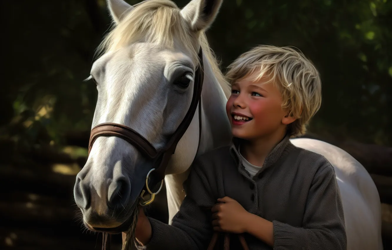 Wallpaper white, horse, horse, boy, AI art, neural network, the art of ... Wallpaper white, horse, horse, boy, AI art, neural network, the art of ...