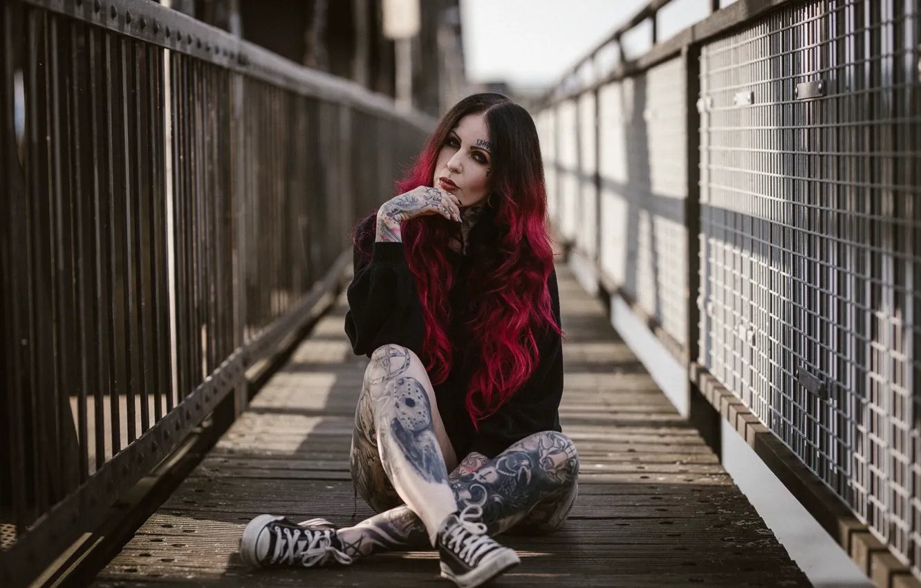 Wallpaper girl, bridge, tattoo, Jess for mobile and desktop, section ...