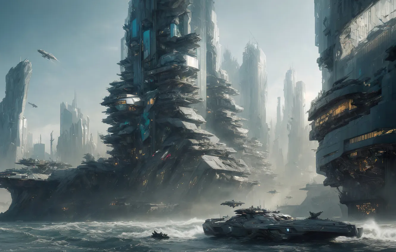 Wallpaper city, landscape, art, fantastic, Future, digital art ...