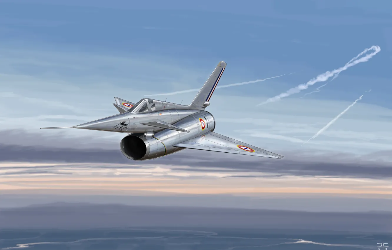 Wallpaper the sky, figure, art, experimental, single, French, fighter ...