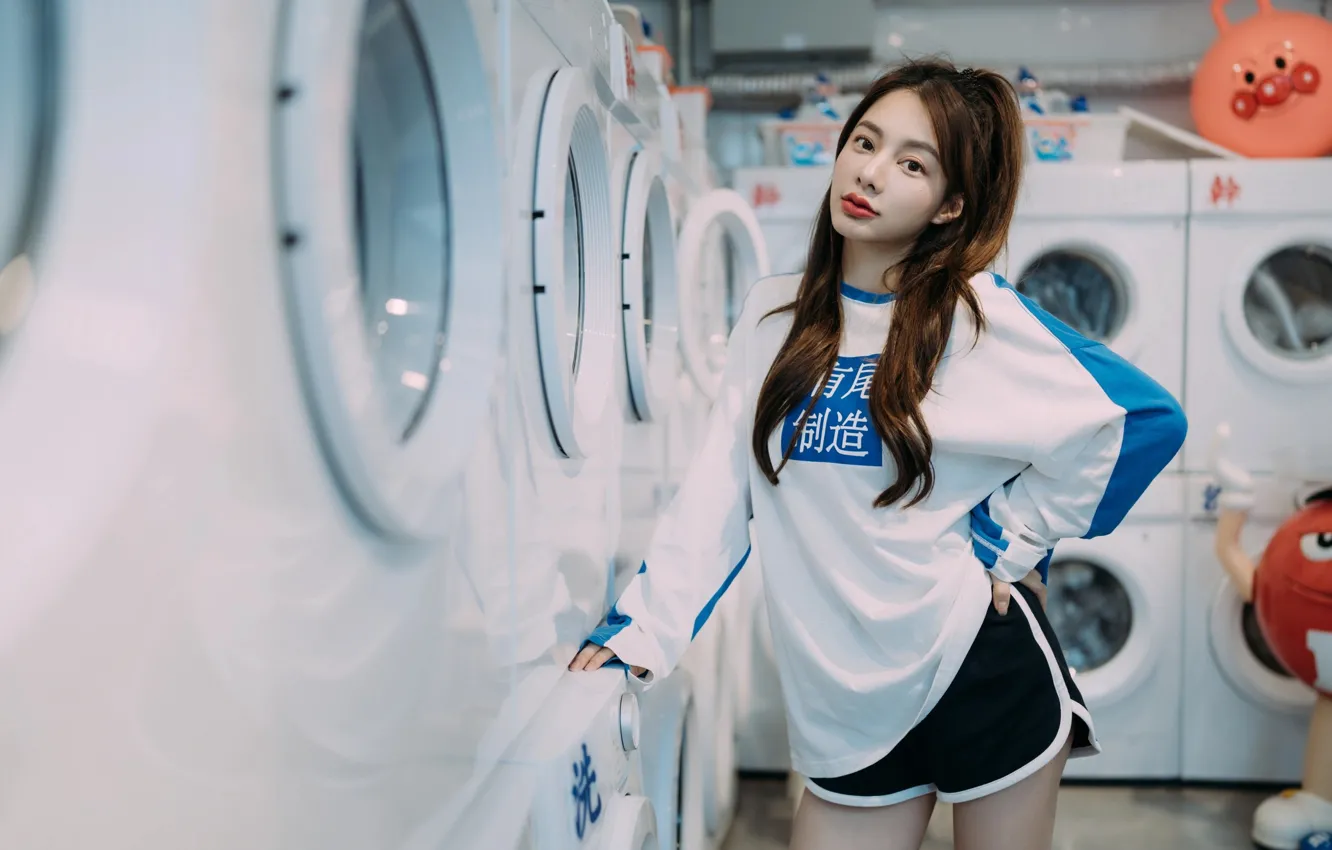 Wallpaper girl, shorts, model, beauty, asian, laundry for mobile and ...
