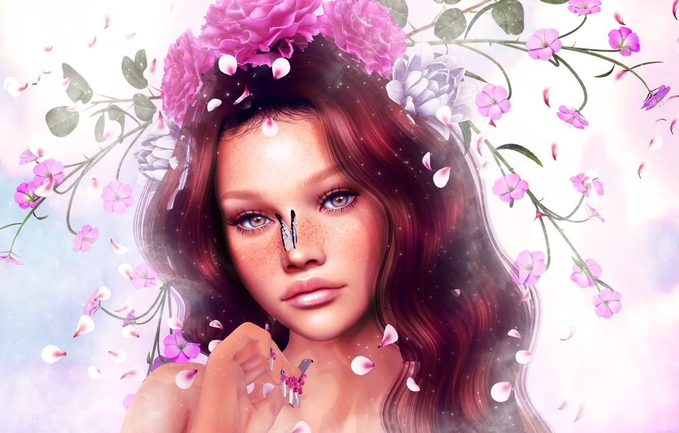 Wallpaper Look Girl Face Rendering Cutie For Mobile And Desktop