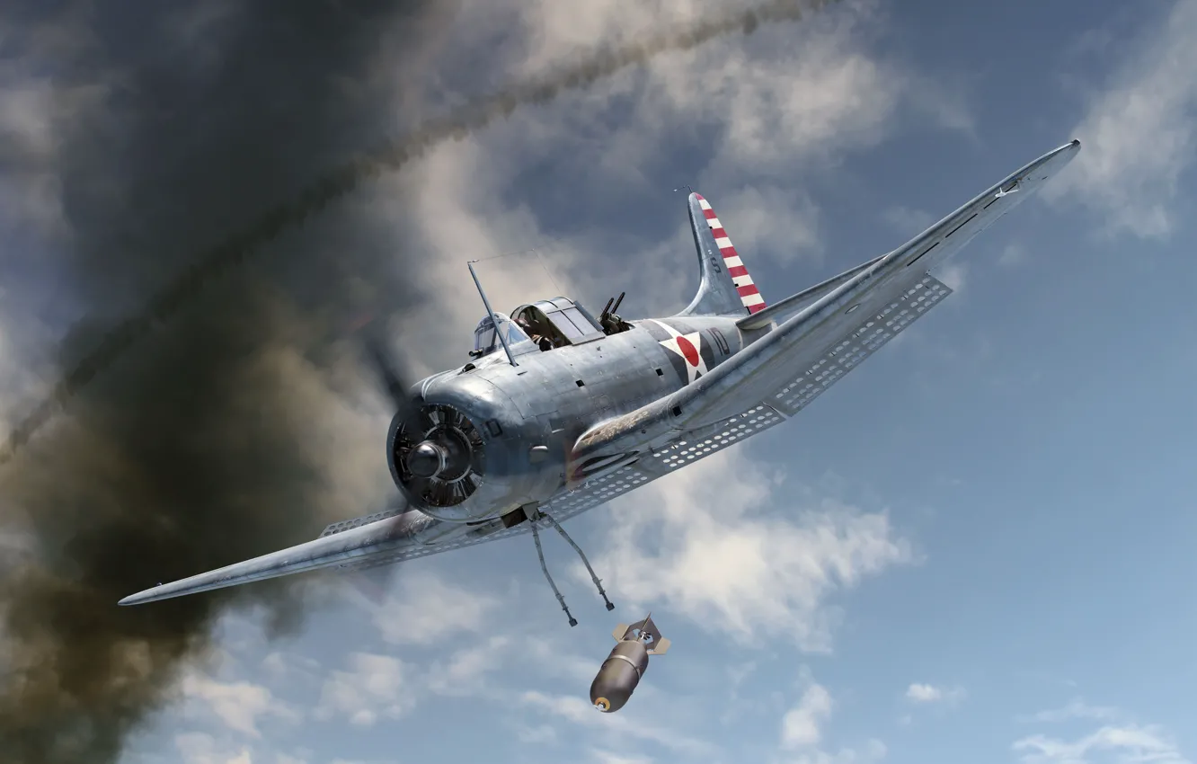 Wallpaper USA, dive bomber, deck, spy plane, US NAVY, Douglas SBD-3 ...