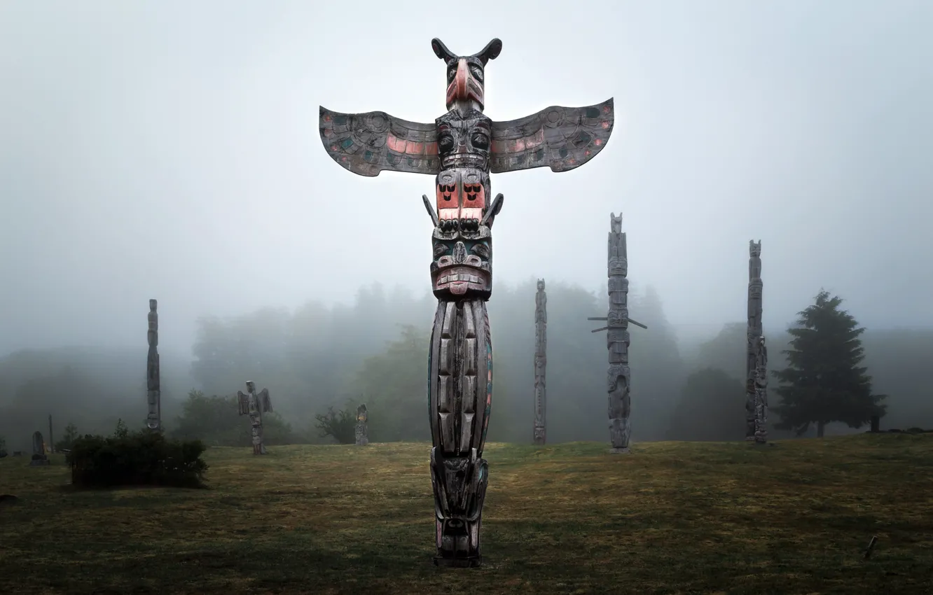 Wallpaper Cormorant Island, Alert Bay, Totem poles for mobile and ...