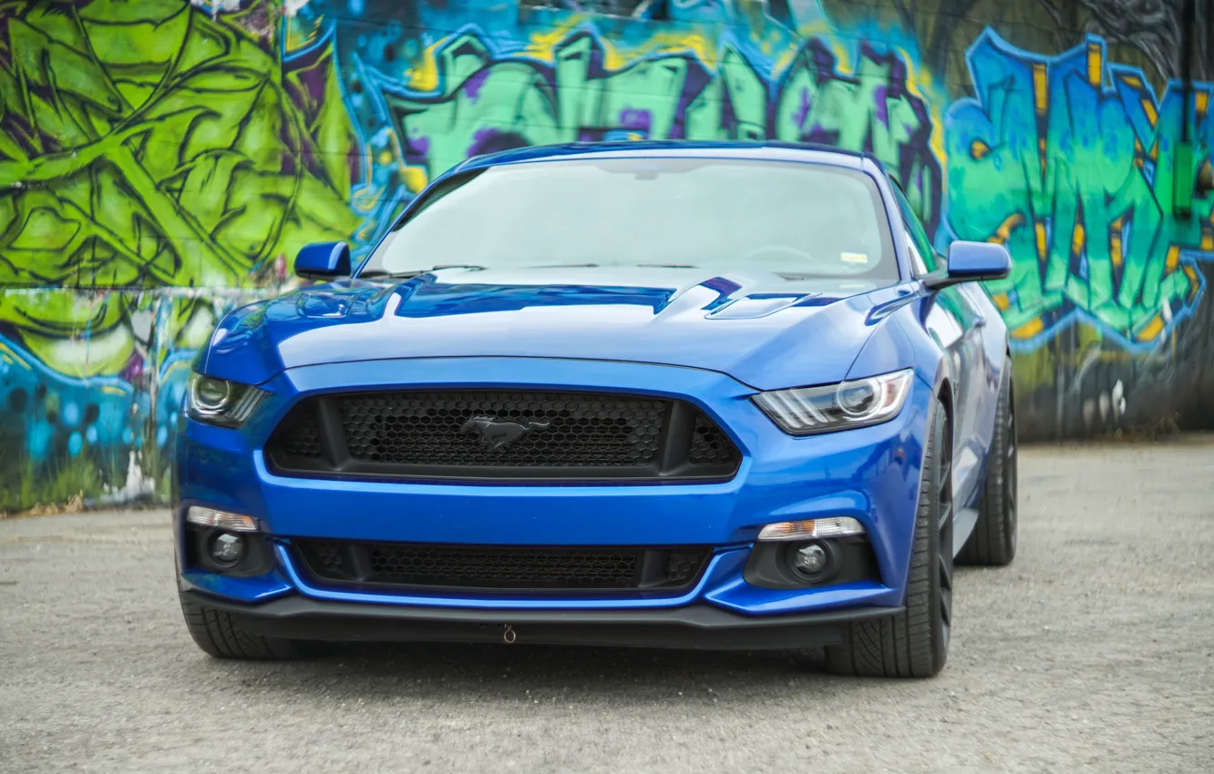 Wallpaper blue, design, graffiti, Ford Mustang, the front images for ...