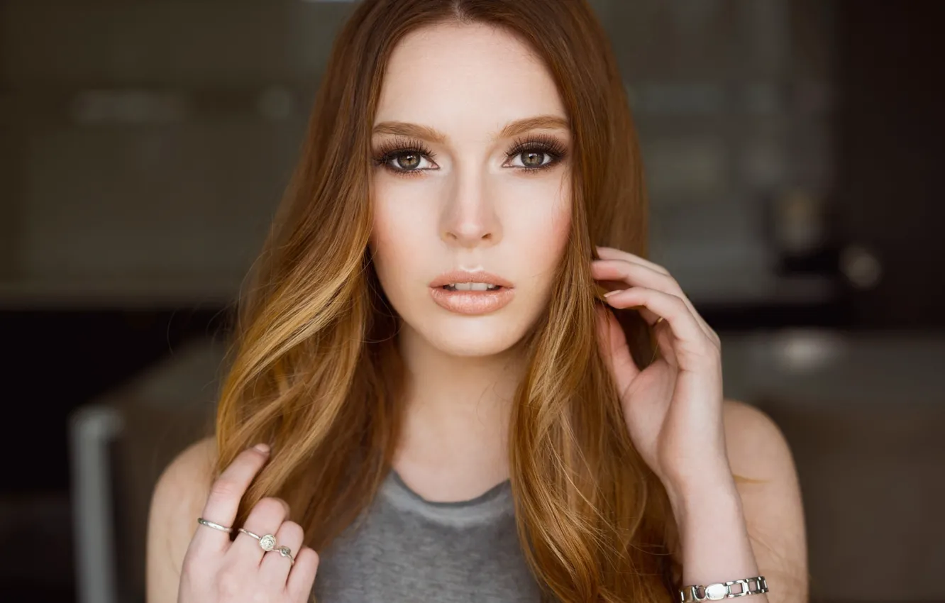 Wallpaper look, girl, portrait, makeup, hairstyle, brown hair, beautiful, bokeh for mobile and ...