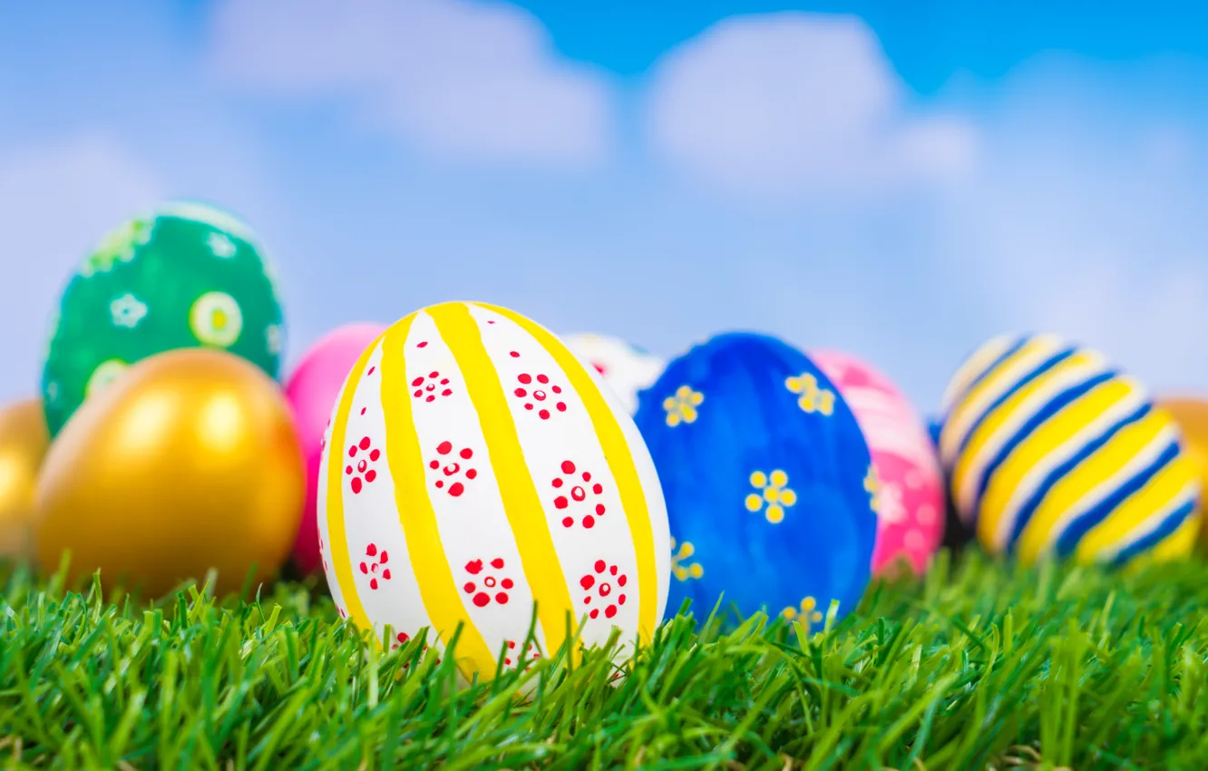 Wallpaper holiday, basket, eggs, Easter, weed for mobile and desktop ...