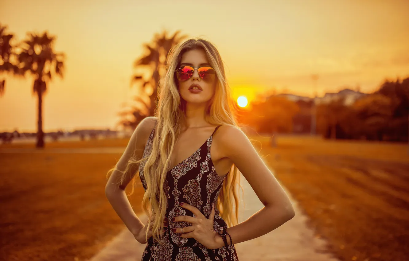 Wallpaper light, red, glass, fashion, woman, sunset, model, sun for ...