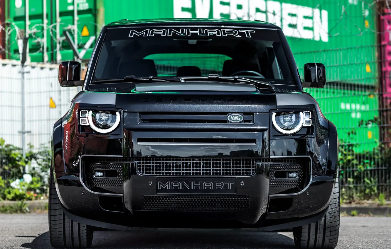 Wallpaper Land Rover, Front, Black, Defender, Face, Manhart, 2021 ...