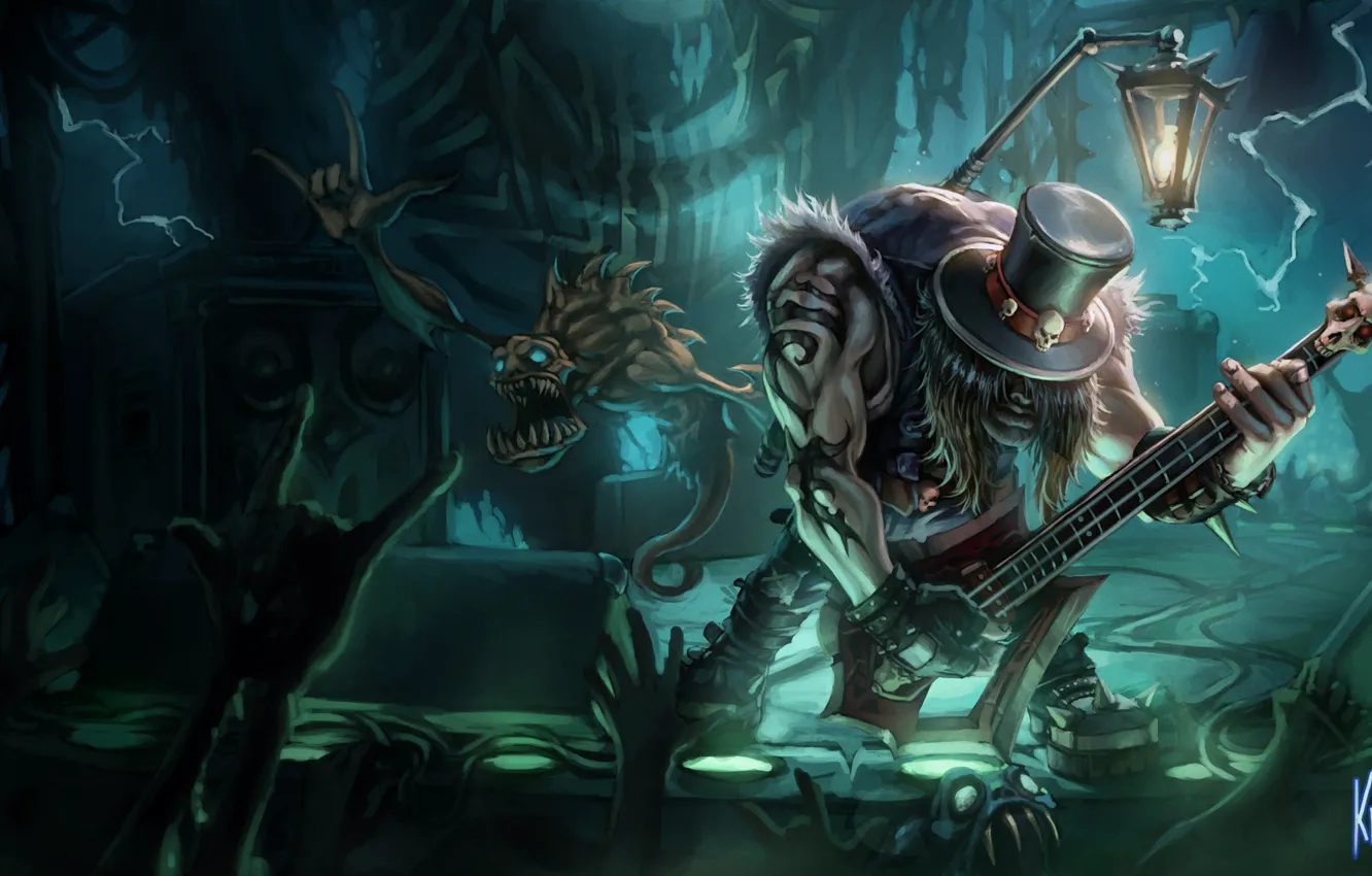 Wallpaper zipper, scene, hat, concert, guitarist, skull, undead, League ...