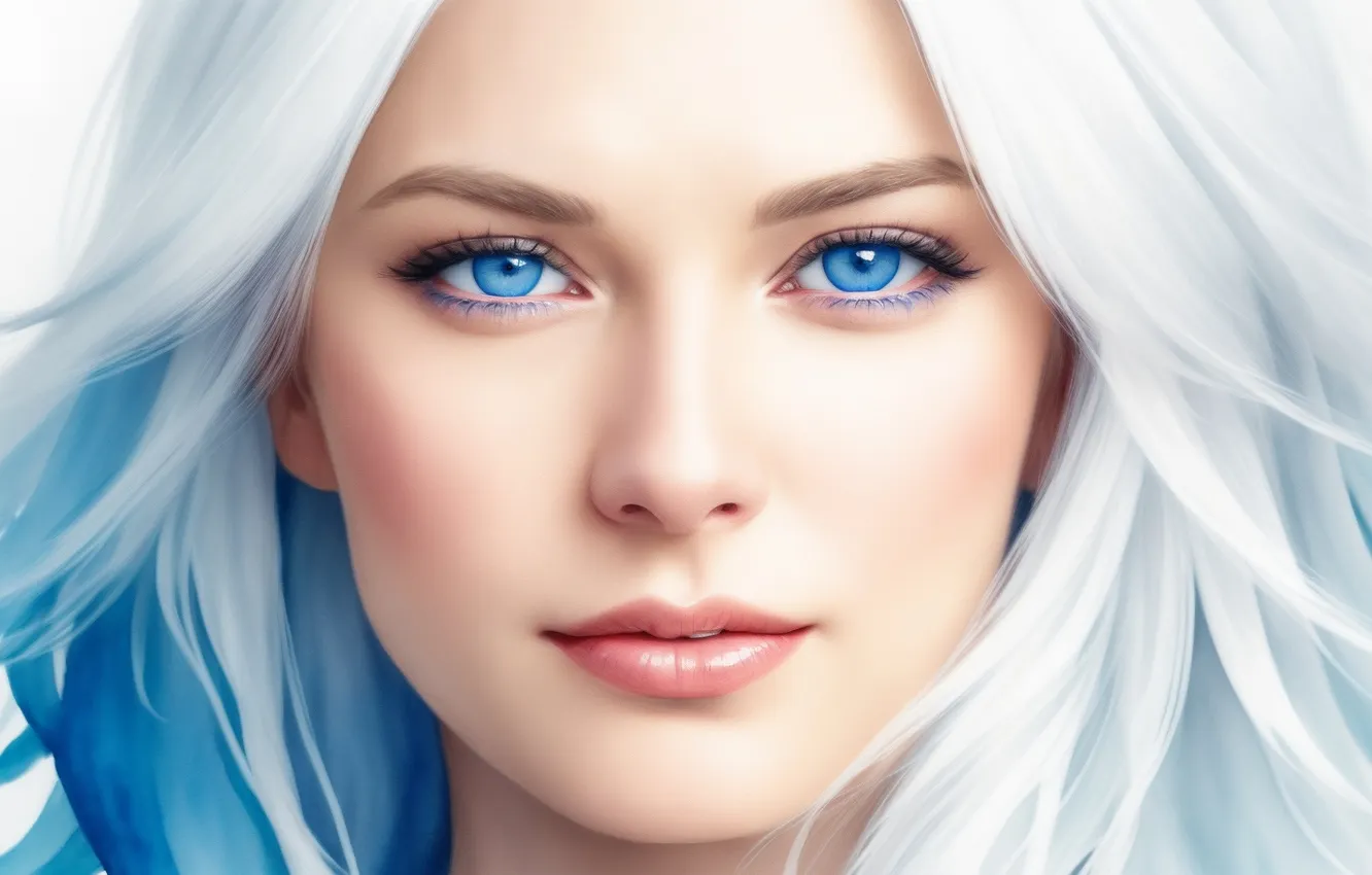 Wallpaper white, girl, blue, blue, woman, figure, beauty, watercolor ...