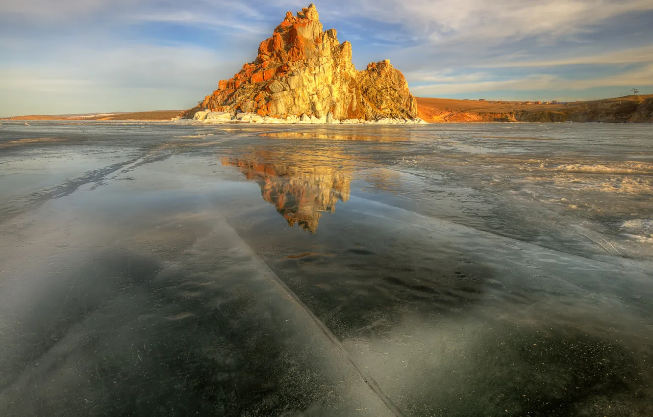 Wallpaper the sky, the sun, lake, ice, spring, Baikal, March for mobile ...