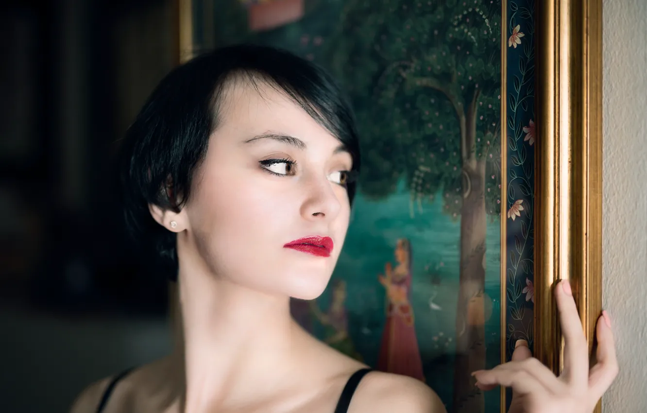 Wallpaper model, lipstick, brunette, Angela for mobile and desktop ...