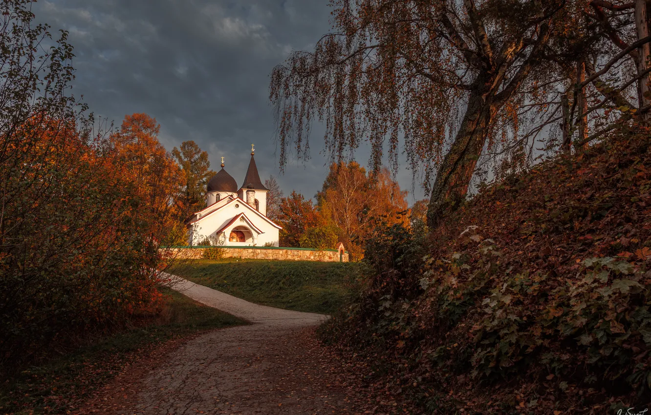 Wallpaper house, autumn, church, European for mobile and desktop ...