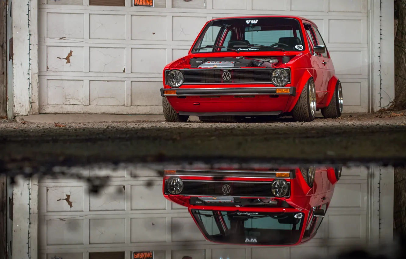 Wallpaper Volkswagen, red, golf, front, stance, MK1 for mobile and ...