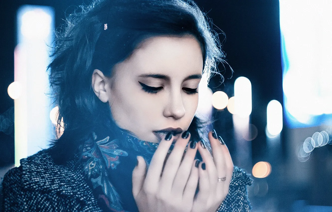 Wallpaper winter, girl, portrait, the evening, Eva for mobile and ...