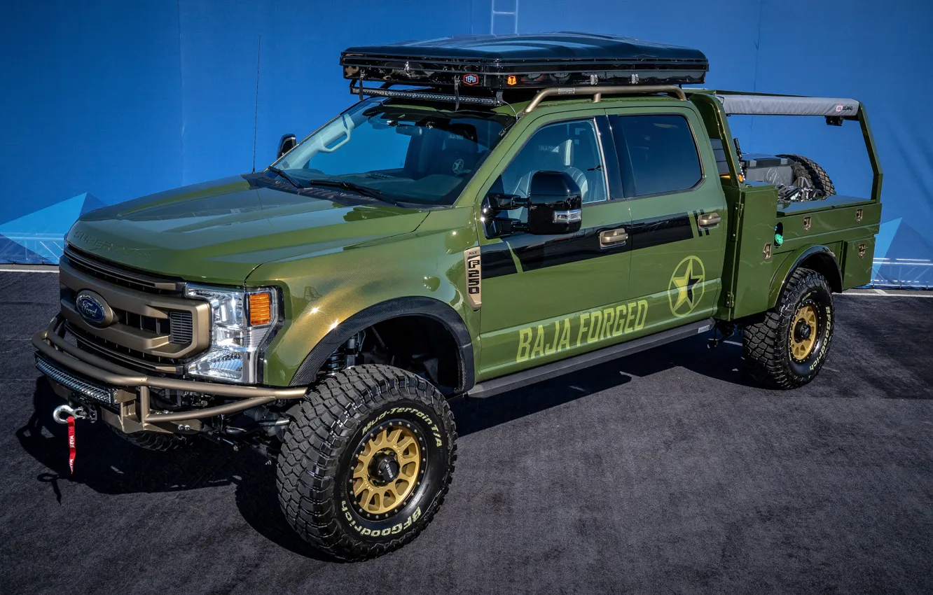 Wallpaper Ford, Green, F-250, Ford F-250, 2019, SEMA 2019, Baja Forged ...