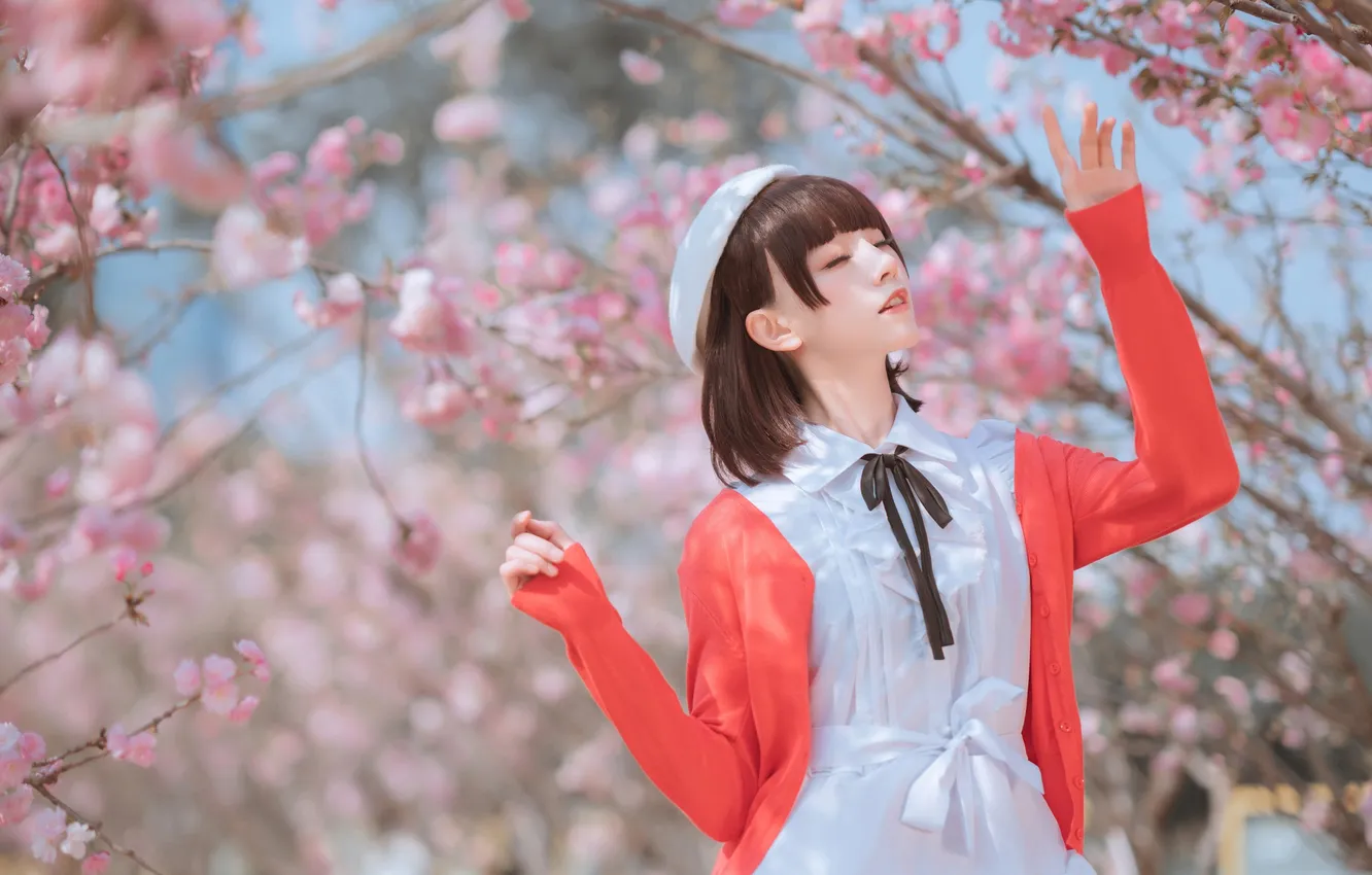 Wallpaper woman, flowers, beautiful, model, pretty, asian, cute ...