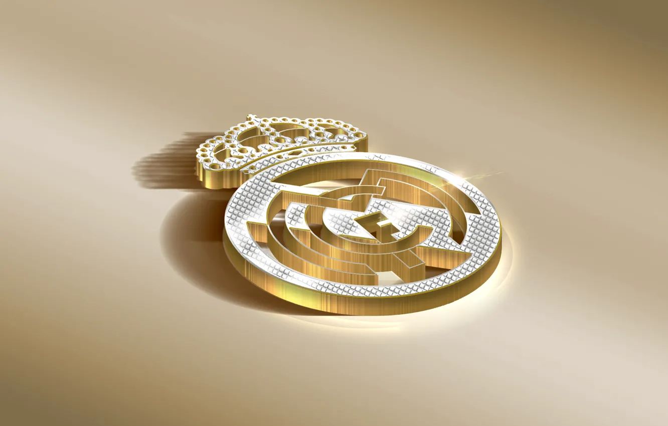 Wallpaper golden, logo, football, soccer, Real Madrid, real, Madrid ...