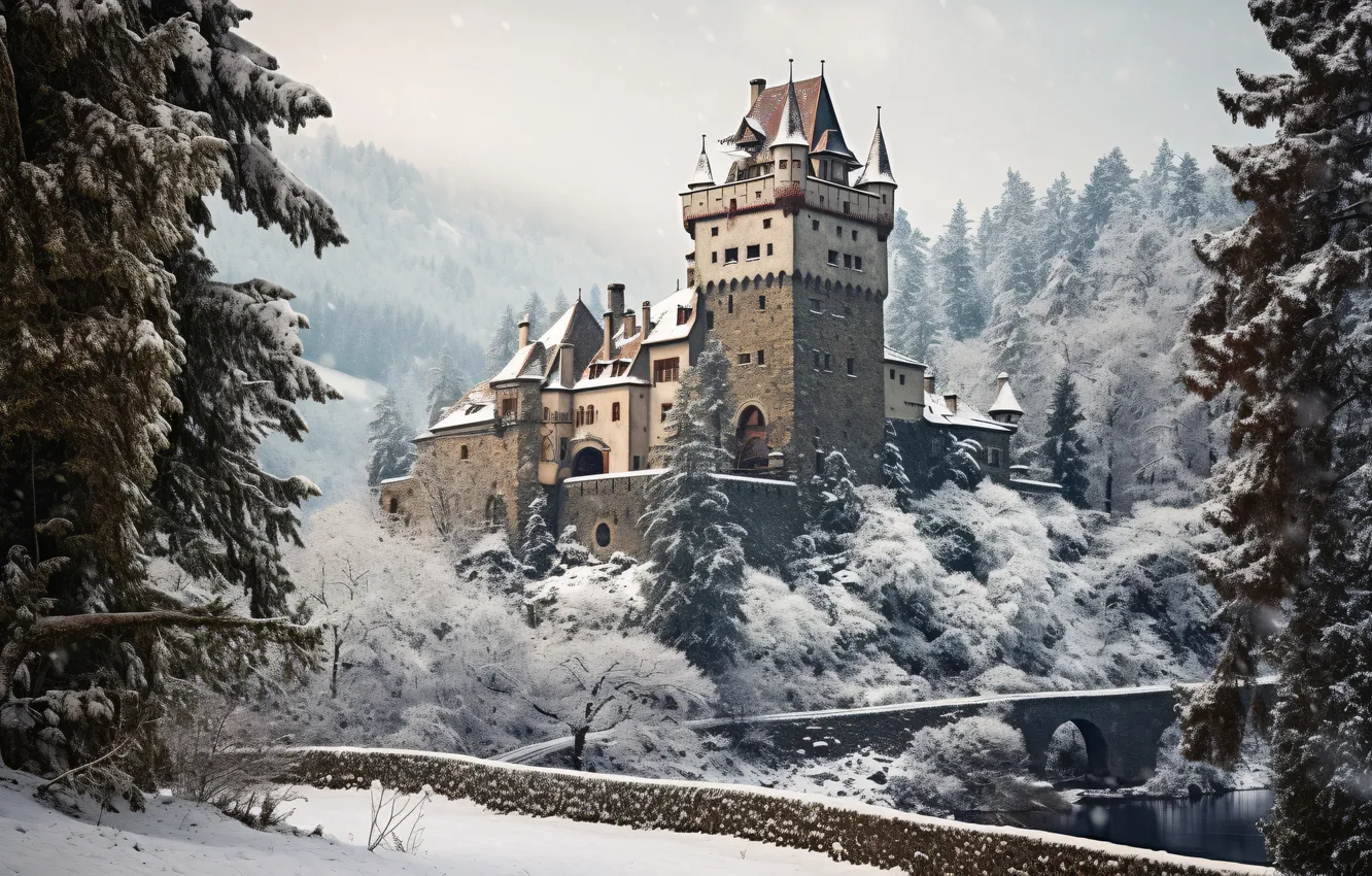 Wallpaper winter, snow, mountains, castle, winter, castle, snowy ...