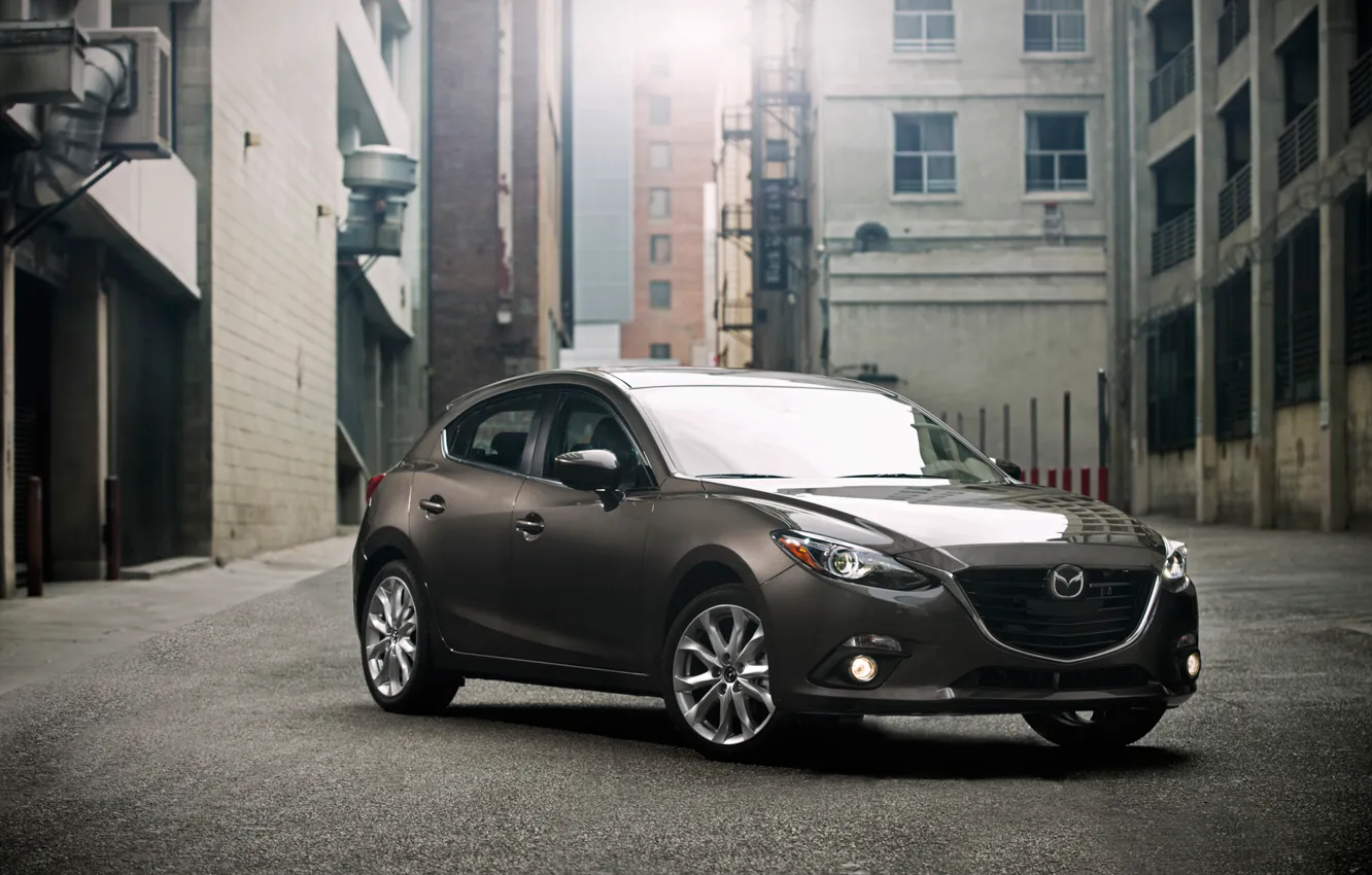 Wallpaper auto, the city, grey, Mazda, grey, hatchback for mobile and ...