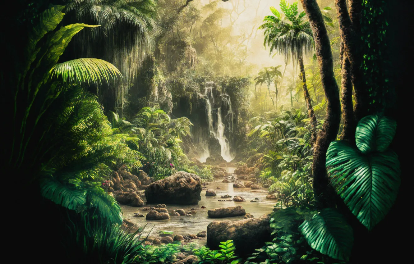 Wallpaper greens, forest, leaves, trees, landscape, branches, nature ...
