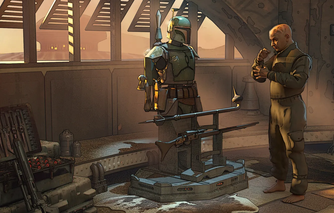 Wallpaper weapons, armor, armor, Boba Fett, Mandalore, official concept ...